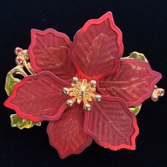 KC | Jewelry | Vintage Kc Poinsettia Pin Brooch | Poshmark